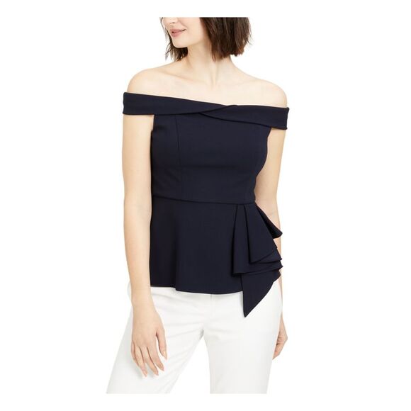 Adrianna Papell | Tops | Nwt Adrianna Papell Womens Navy Off Shoulder ...
